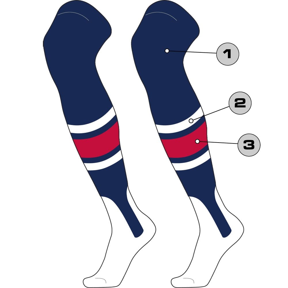 Customizable Over the Knee Baseball Stirrup Socks Pattern E – TCK